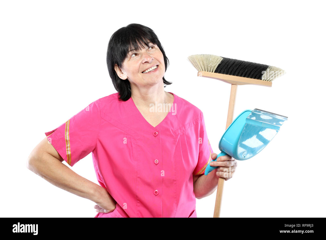 Lady with broom hi-res stock photography and images - Alamy