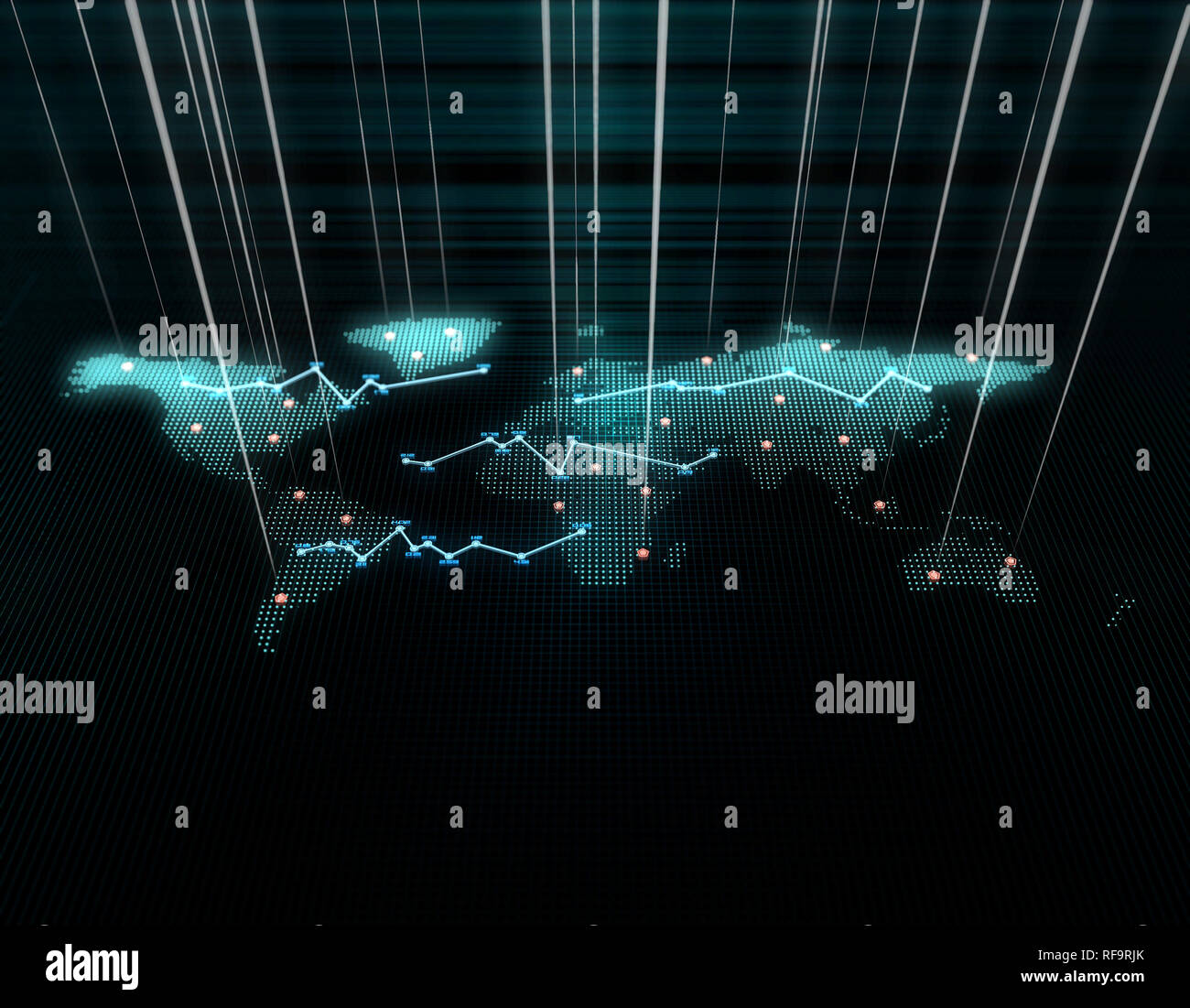 Financial stock market economic chart, map and economic index,world map ...