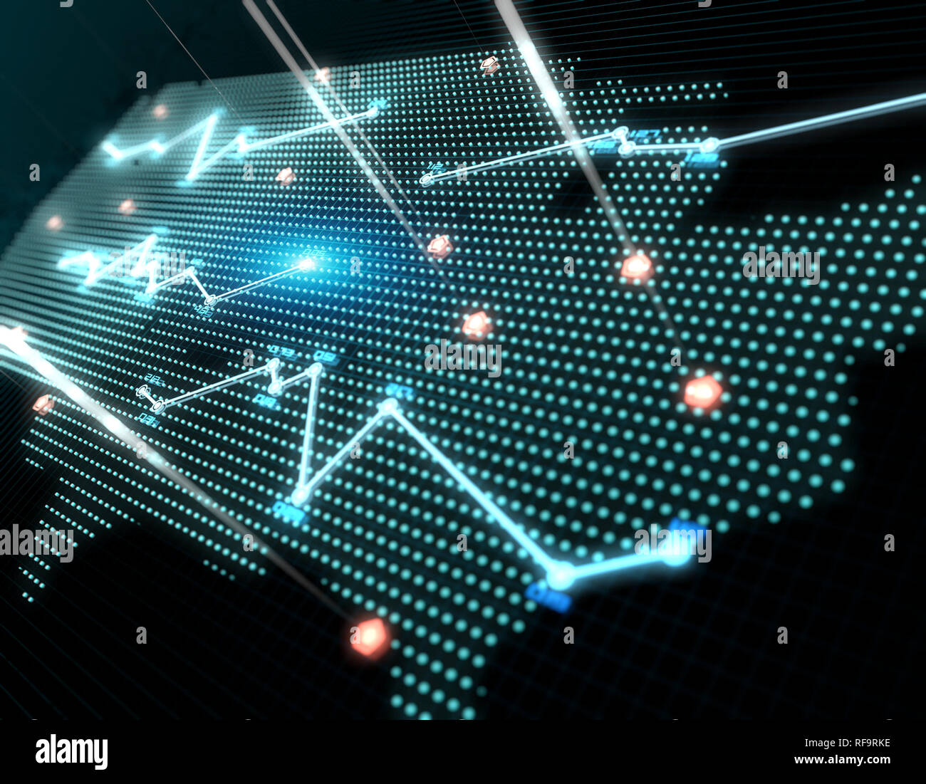Financial stock market economic chart, map and economic index,USA map ...