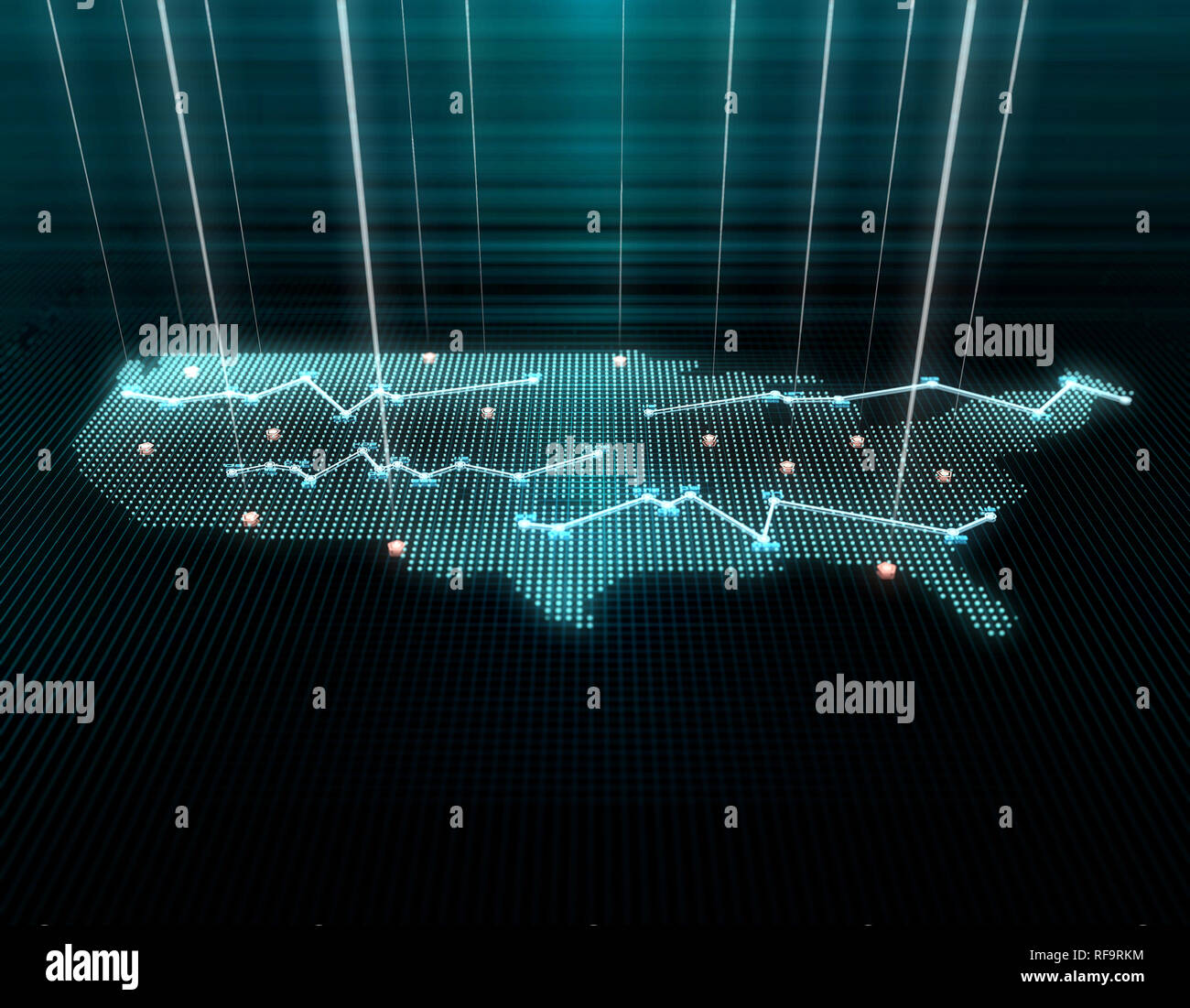 Financial stock market economic chart, map and economic index,USA map ...