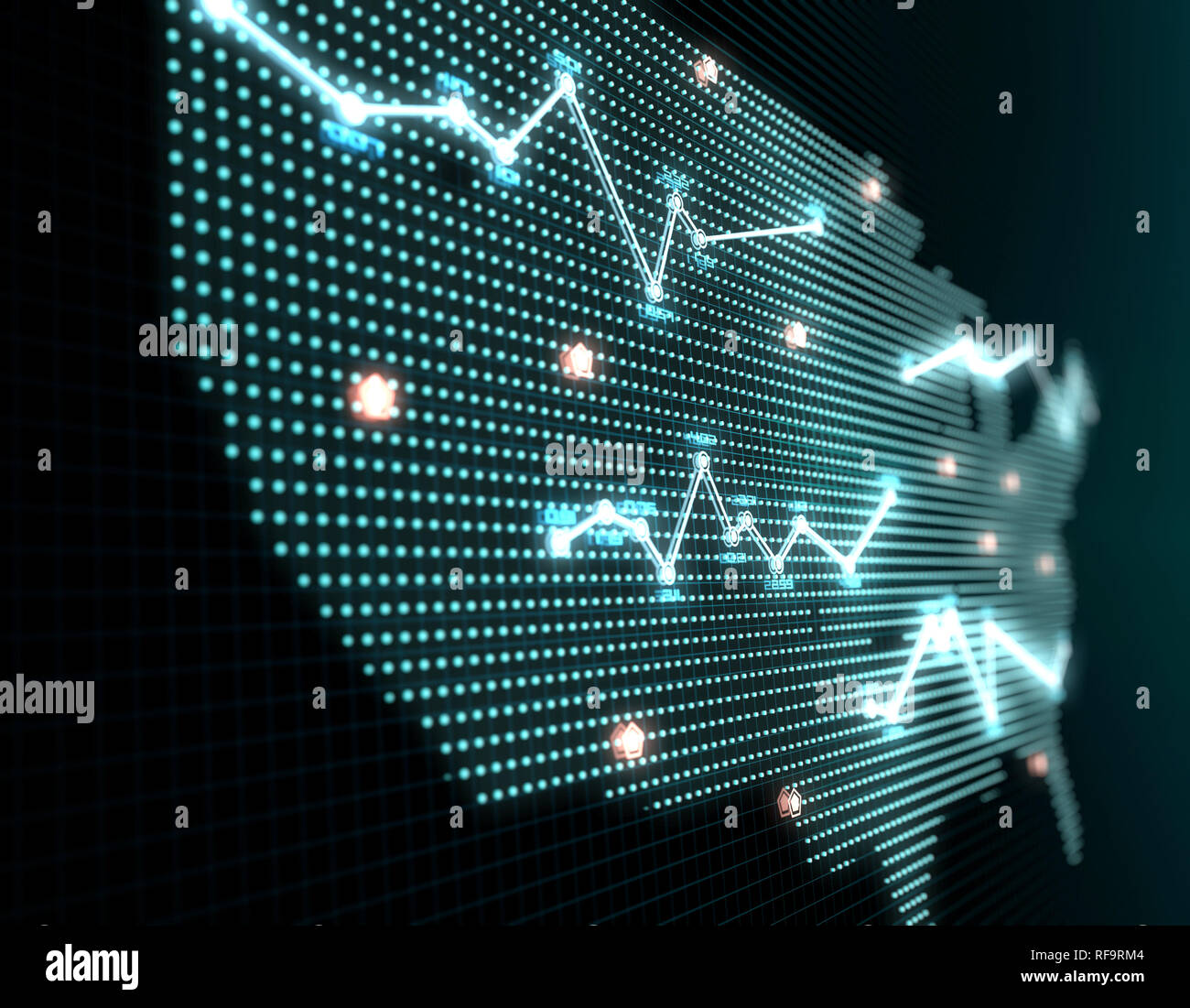 Financial stock market economic chart, map and economic index,USA map ...