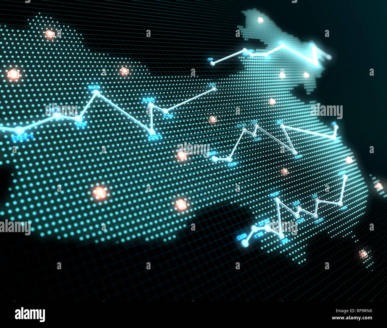 Financial stock market economic chart, map and economic index,china map ...