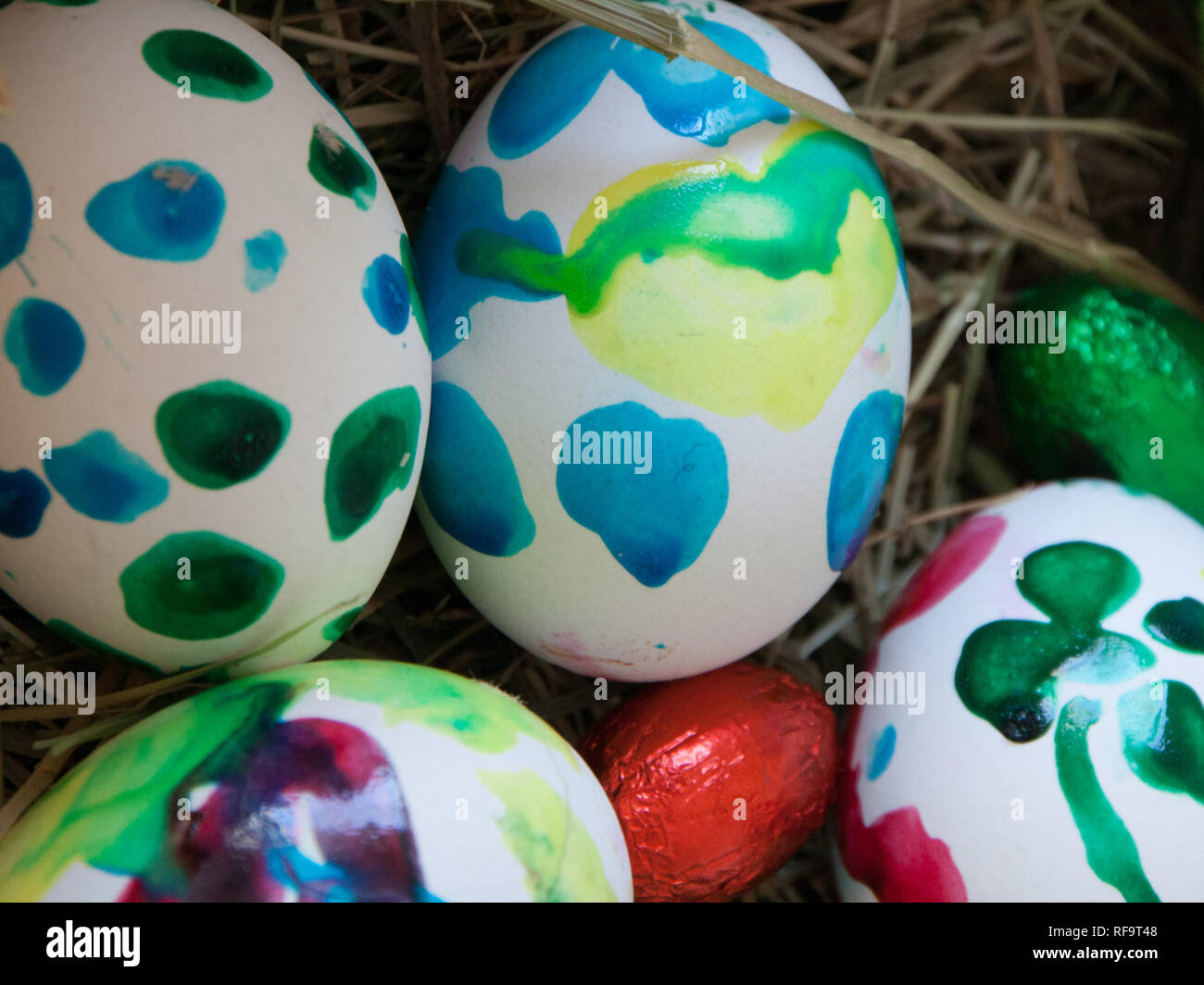 Easter eggs painted in different colours Stock Photo - Alamy