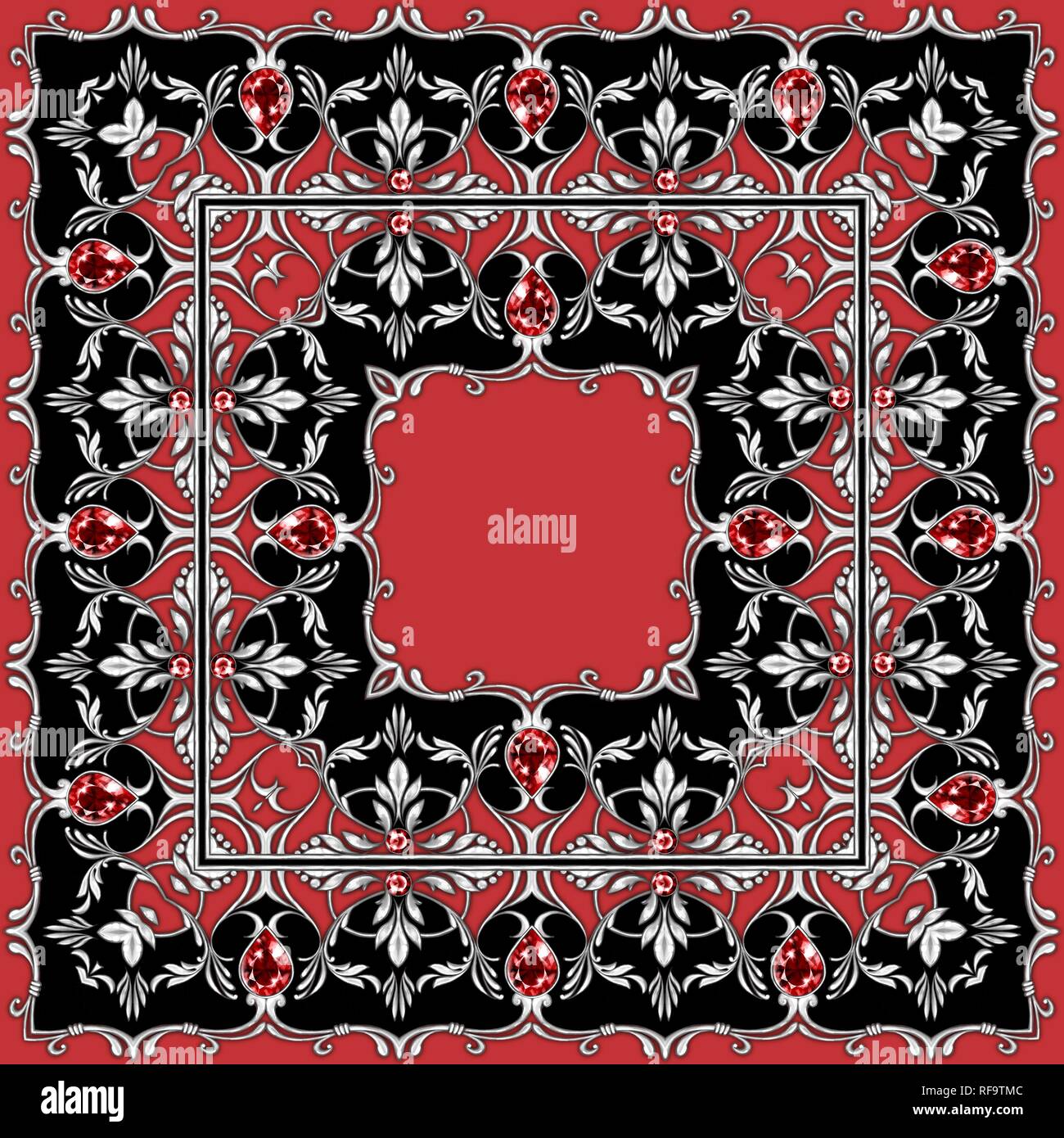 Square composition with silver scrolls Stock Photo - Alamy