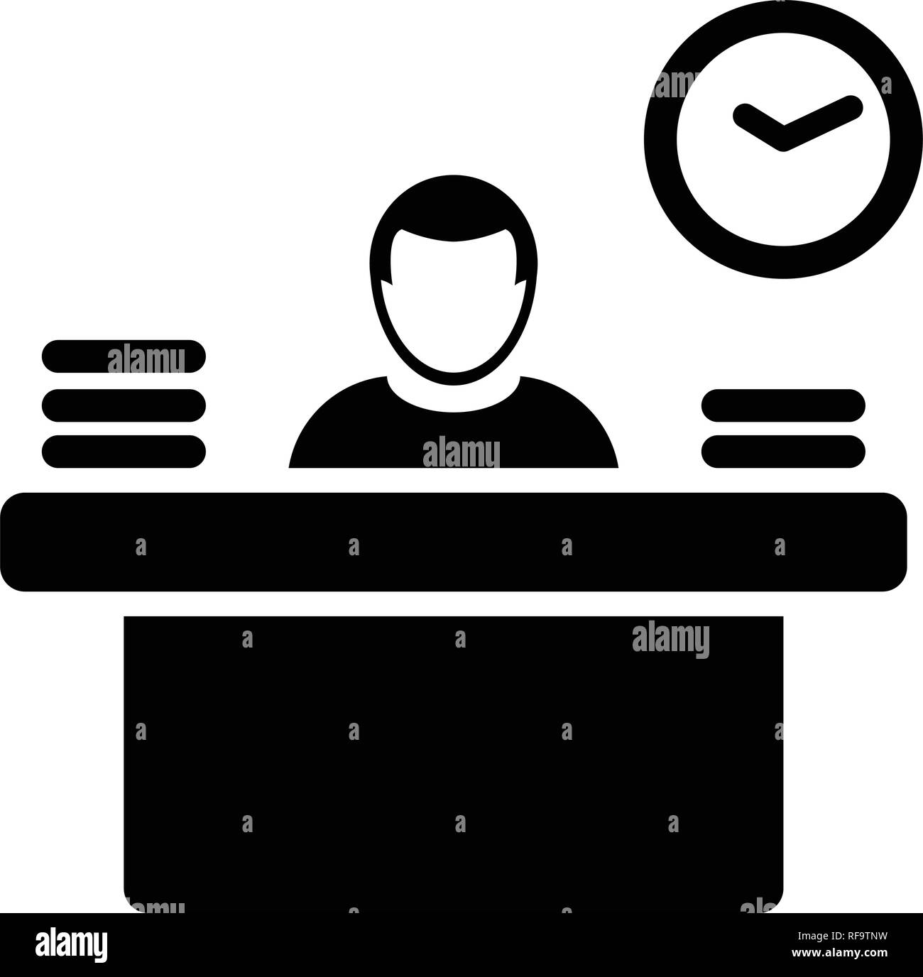 Work icon vector male person avatar symbol with table for office ...