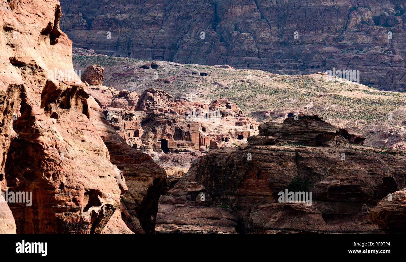 Amazing view of a beautiful canyon in Petra with the historical and ...