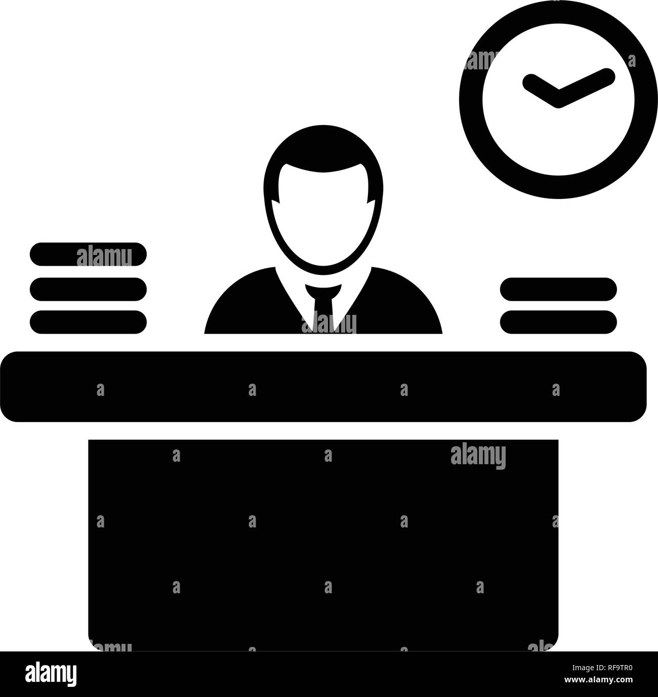 Employer icon vector male person avatar symbol with table for office ...