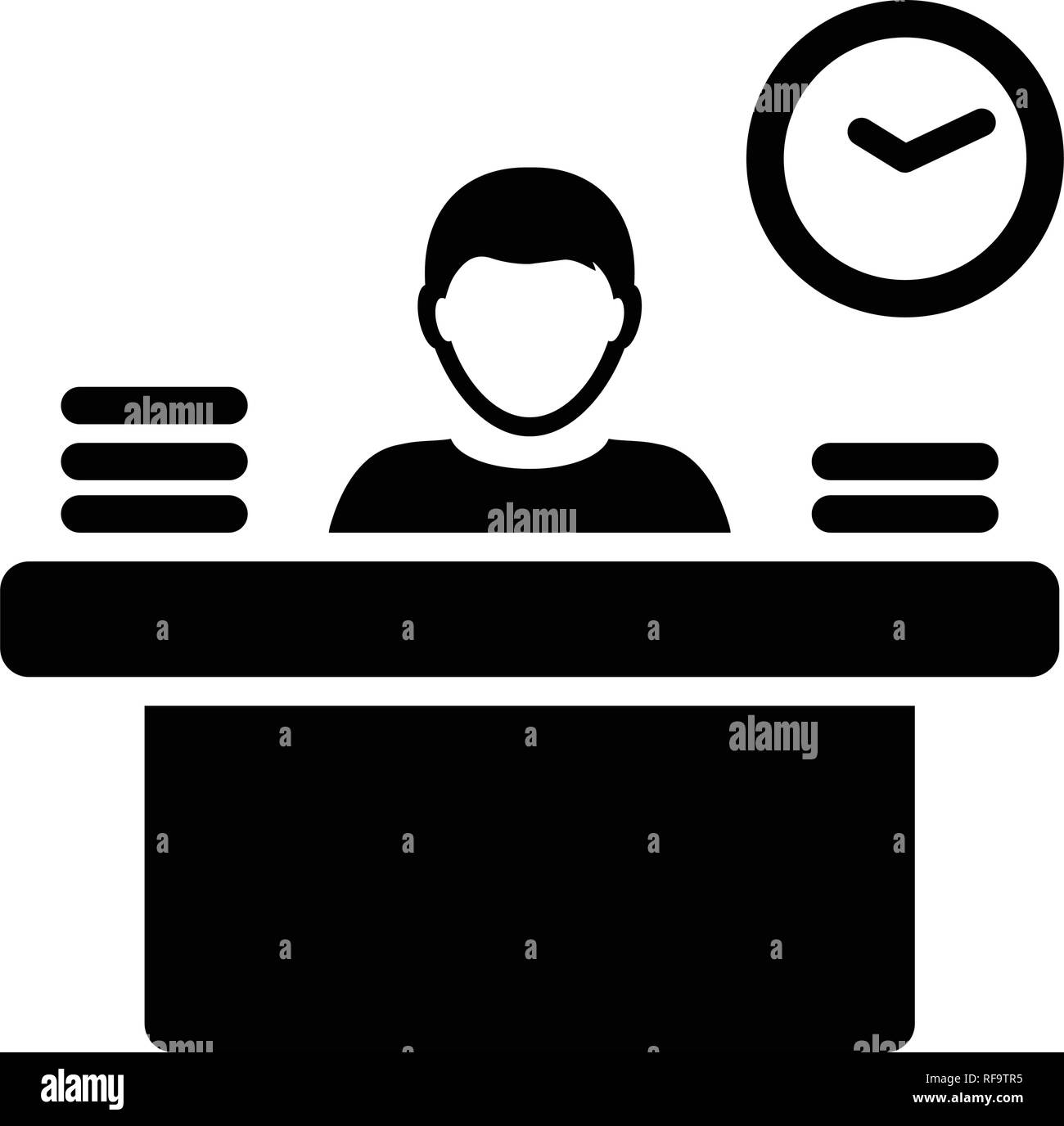 Worker icon vector male person avatar symbol with table for office ...