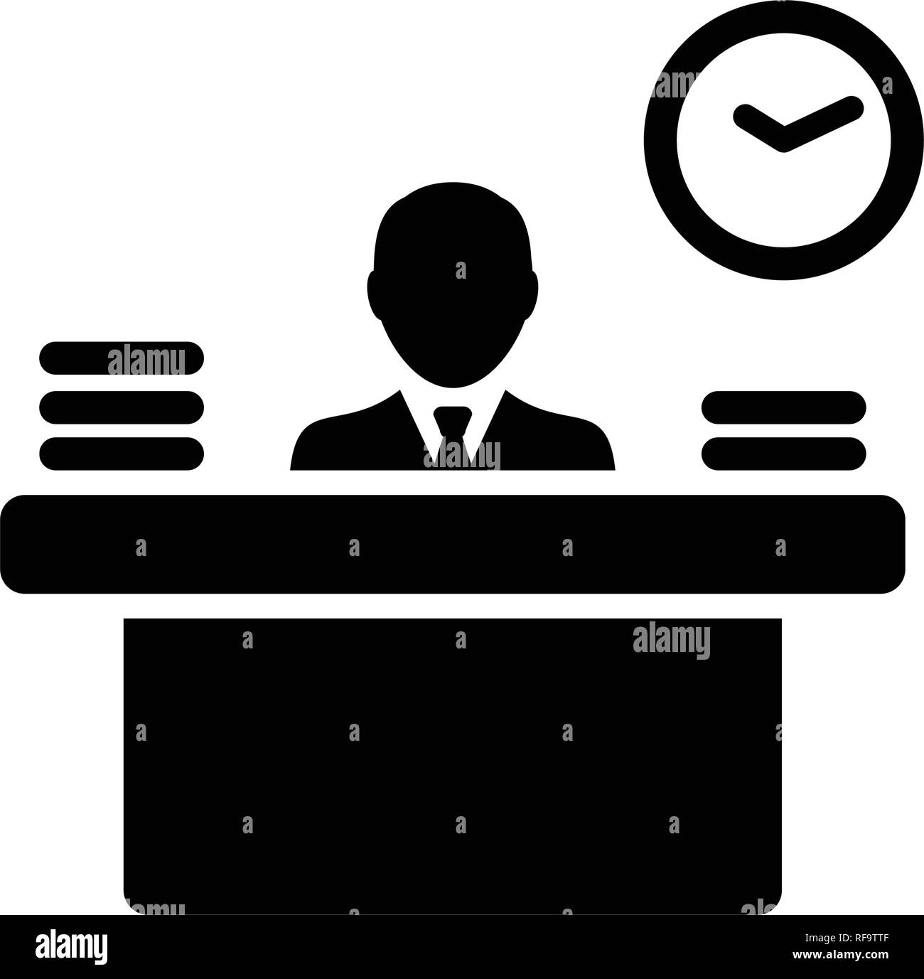 Workplace icon vector male person avatar symbol with table for office ...