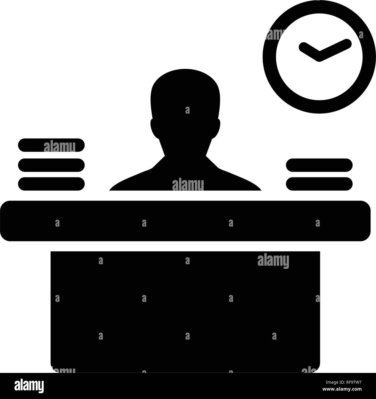 Helpdesk icon vector male person avatar symbol with table for office ...