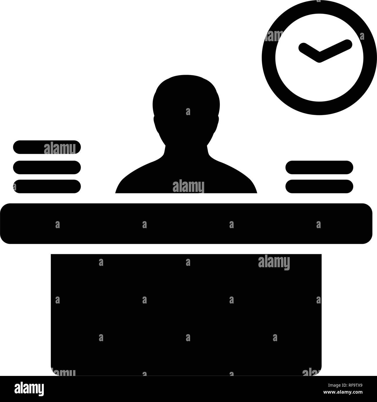 Consulting icon vector male person avatar symbol with table for office ... Consulting icon vector male person avatar symbol with table for office ...