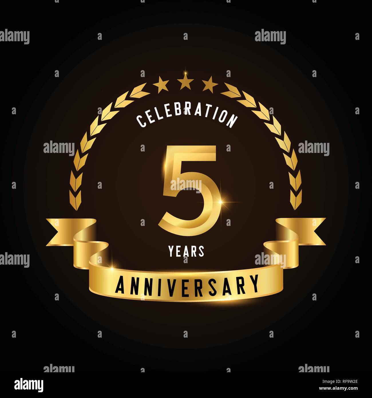 5 years anniversary celebration logotype. Golden anniversary emblem ...