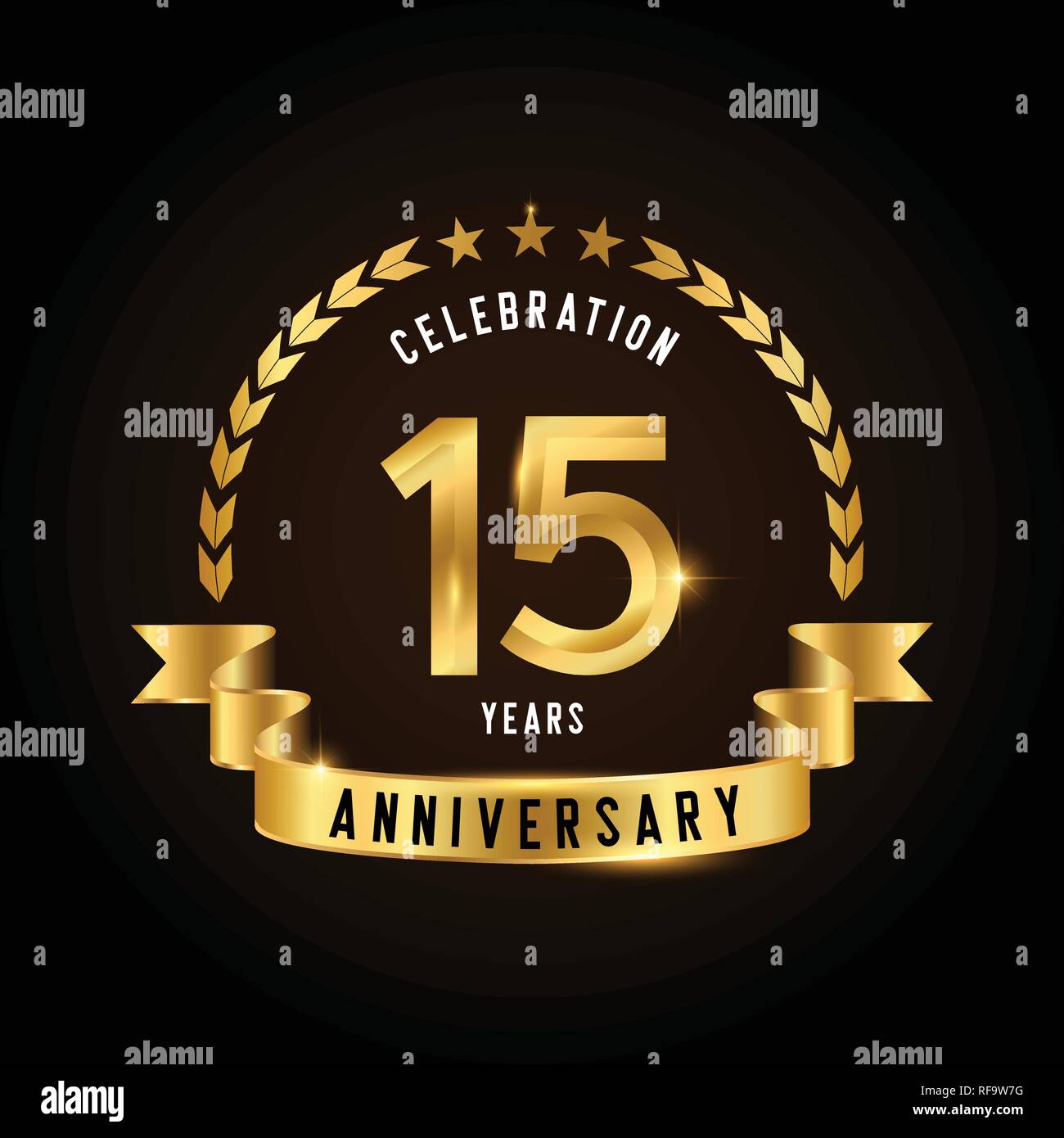 15 years anniversary celebration logotype. Golden anniversary emblem ...