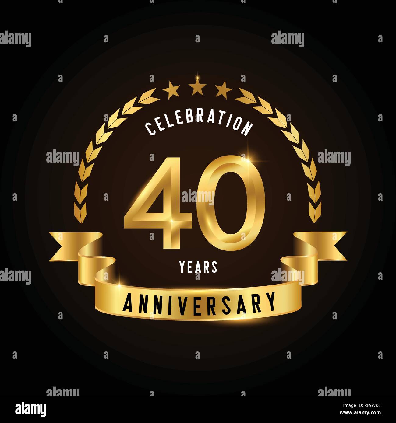 40 years anniversary celebration logotype. Golden anniversary emblem ...
