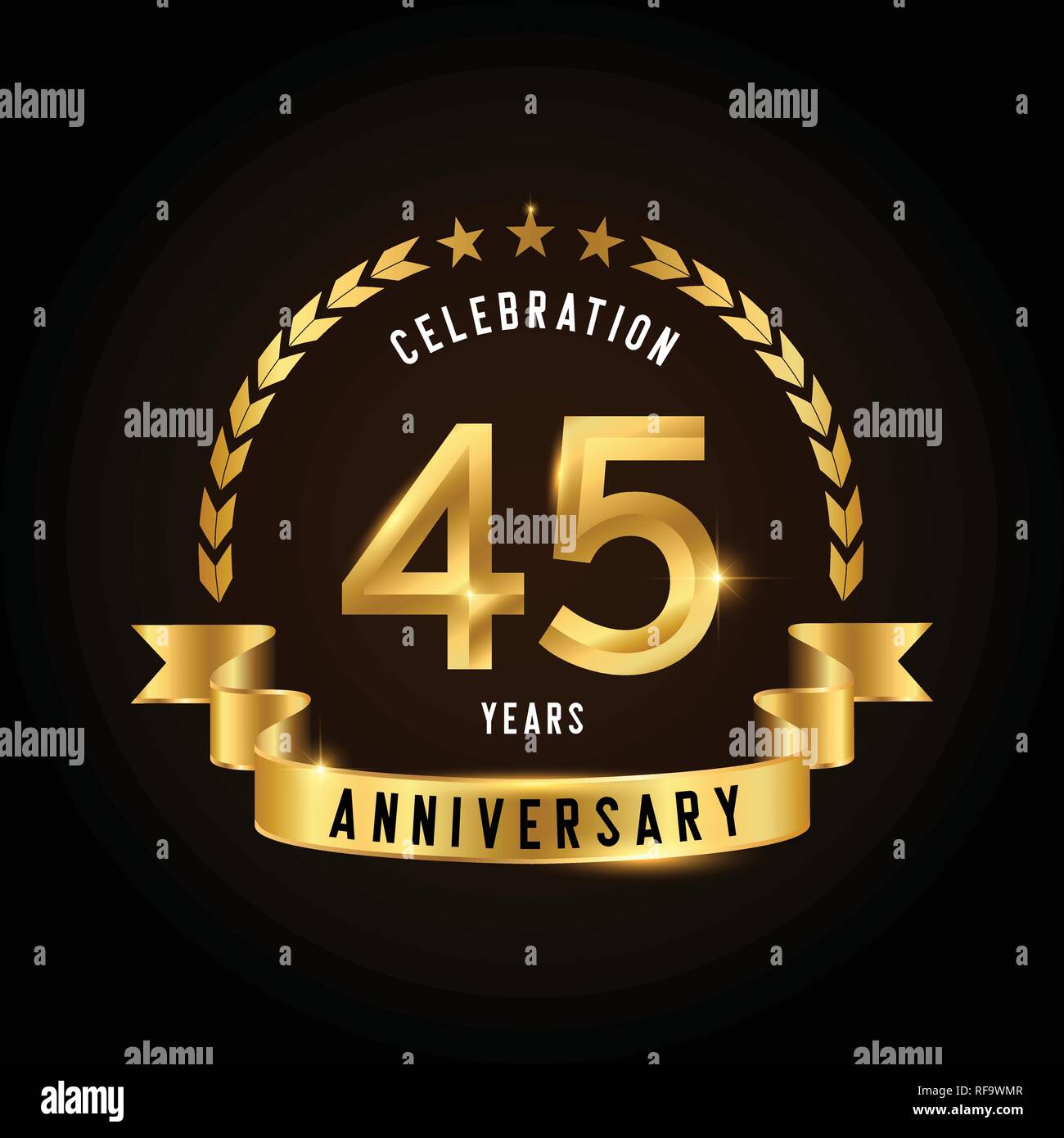 45 years anniversary celebration logotype. Golden anniversary emblem ...
