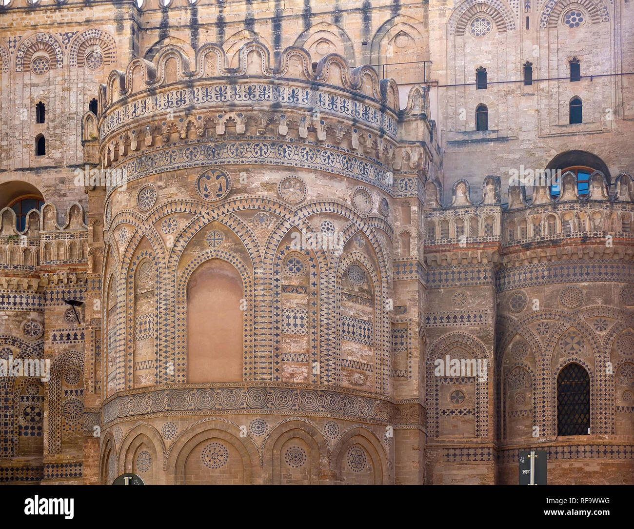 View on apse (back) of Cathedral in Palermo, Sicily, Italy Stock Photo ...