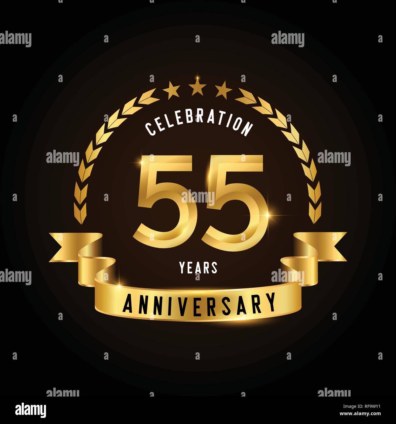 55 years anniversary celebration logotype. Golden anniversary emblem ...
