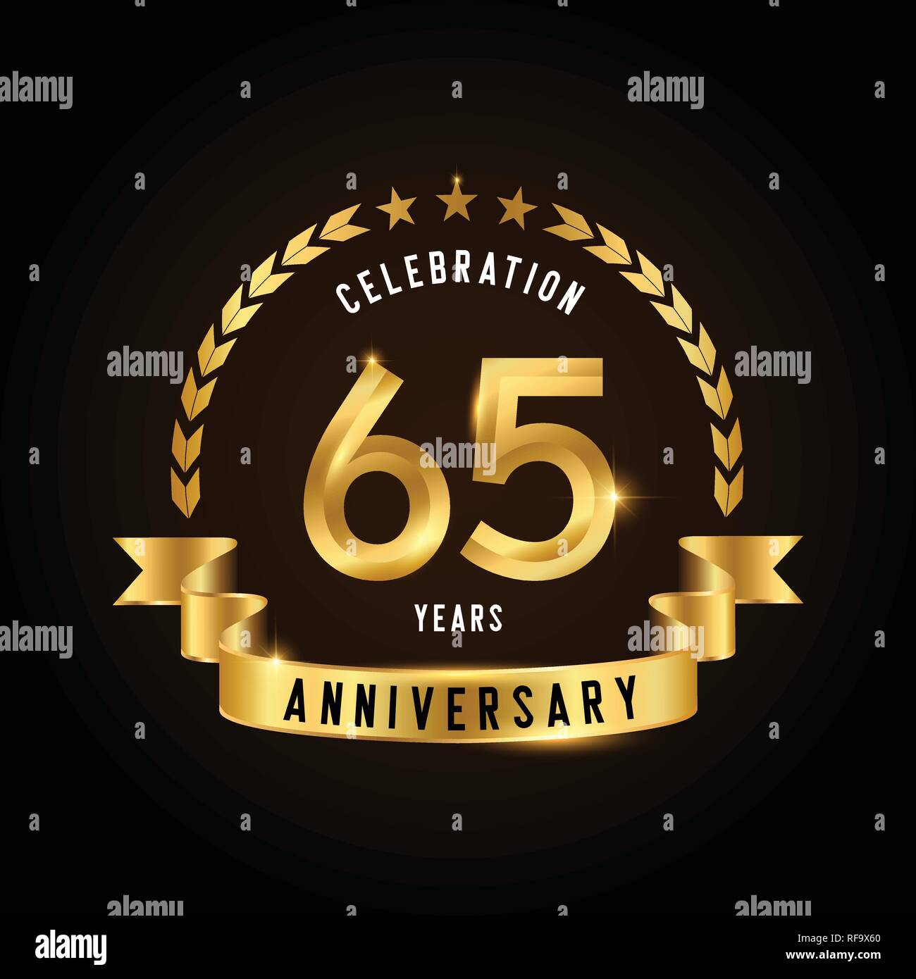 65 years anniversary celebration logotype. Golden anniversary emblem ...