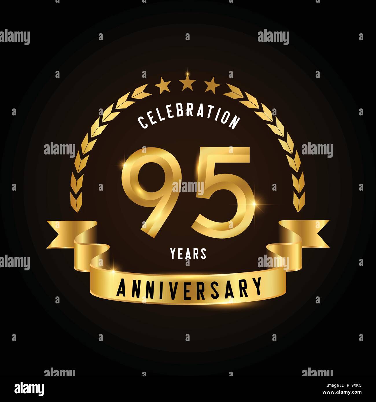 95 years anniversary celebration logotype. Golden anniversary emblem ...