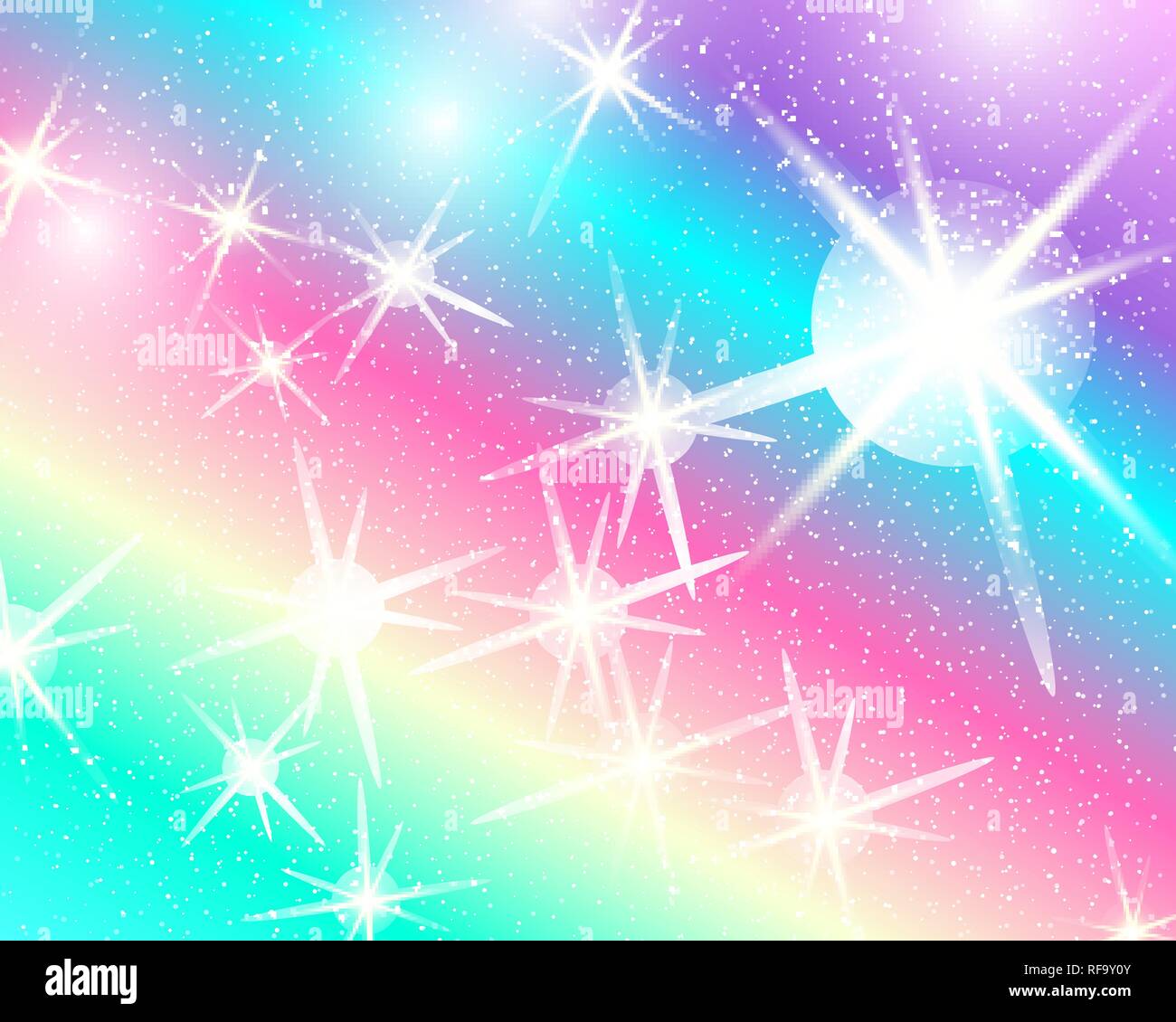 Unicorn rainbow background. Holographic sky in pastel color. Bright ...