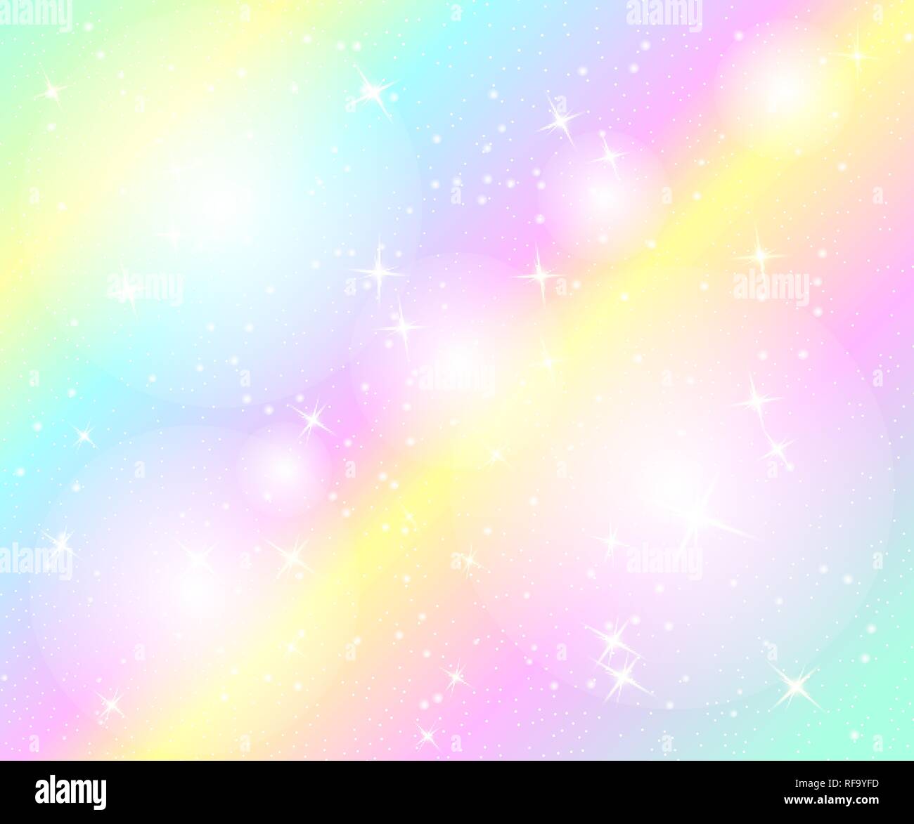 Unicorn rainbow background. Holographic sky in pastel color. Bright ...