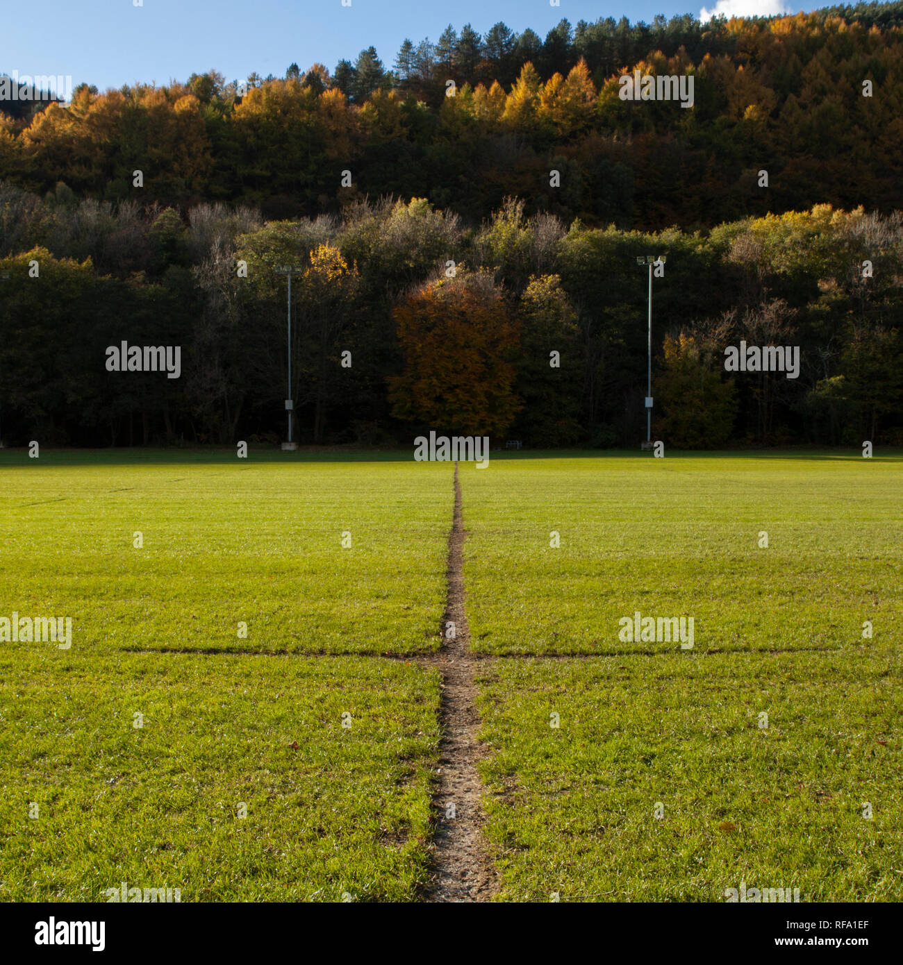 Study of the rugby pitch at Cwmcarn, Wales Stock Photo - Alamy