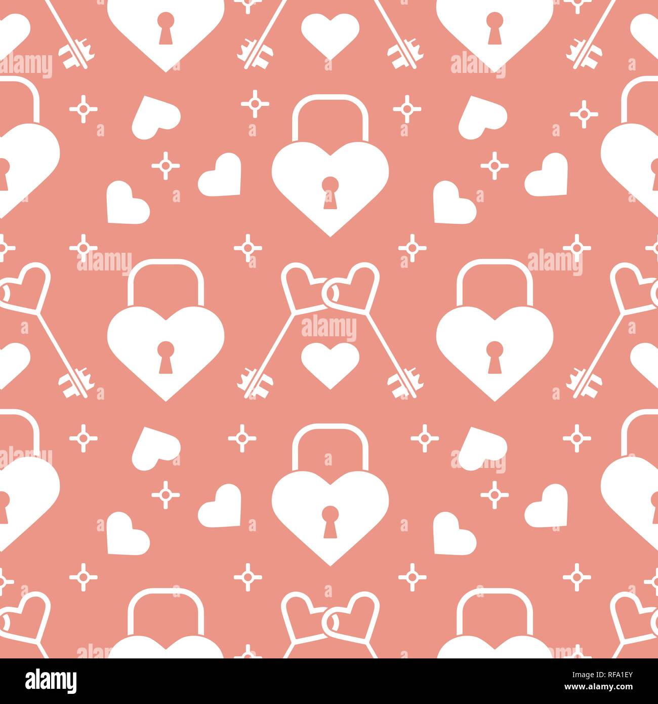 Seamless pattern with hearts, lock, keys in heart shape. Greeting card ...
