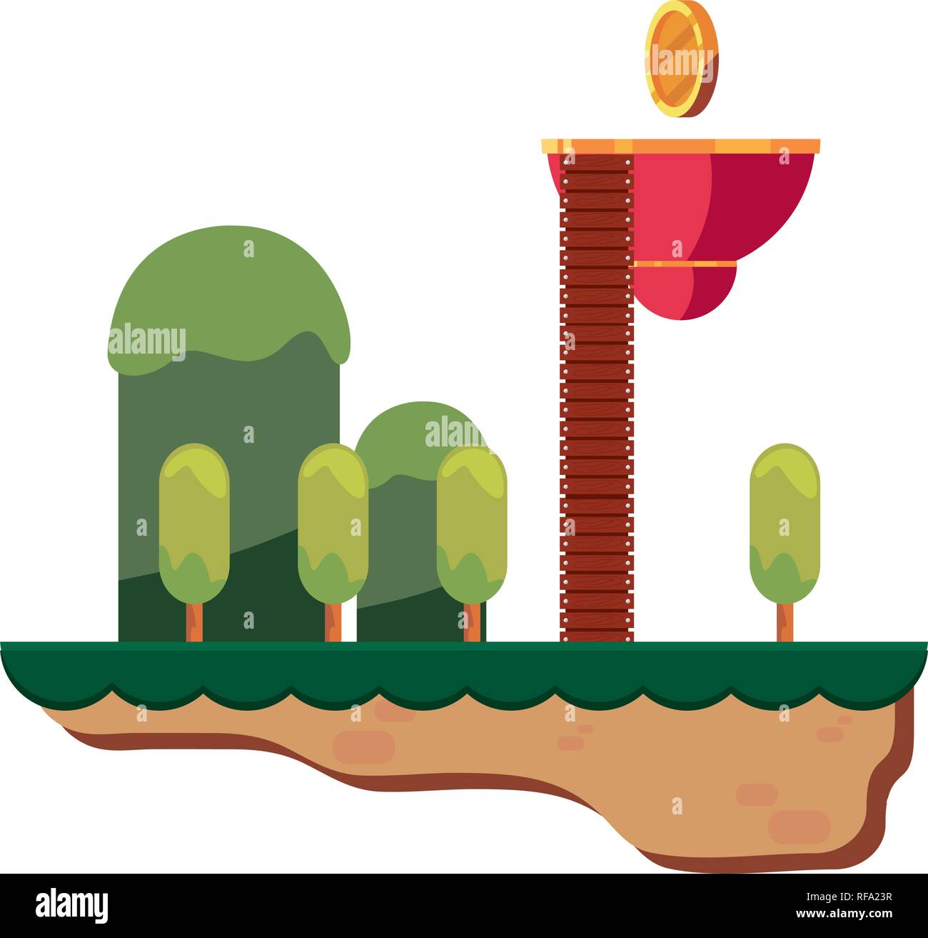video game level high base coin vector illustration Stock Vector Image ...