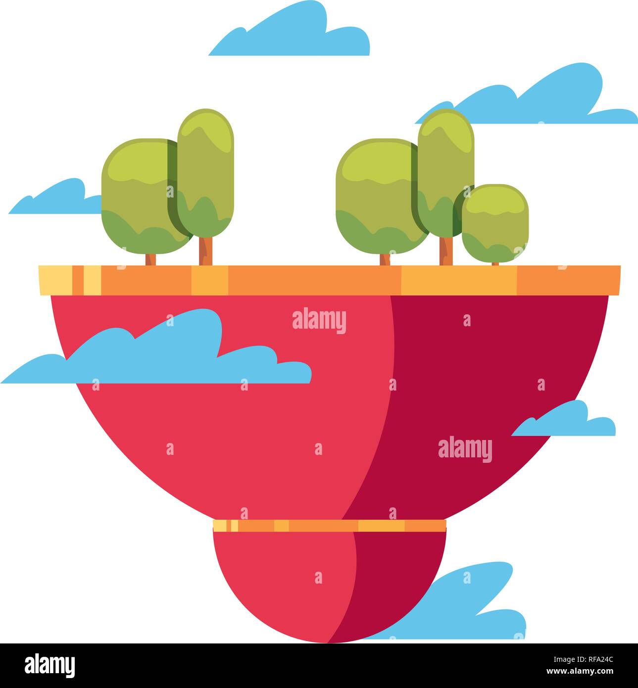 video game high level clouds trees vector illustration Stock Vector ...