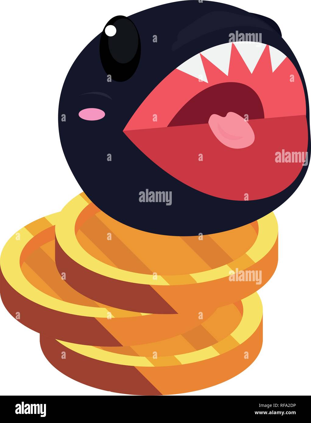 video game coins monster open mouth vector illustration Stock Vector ...