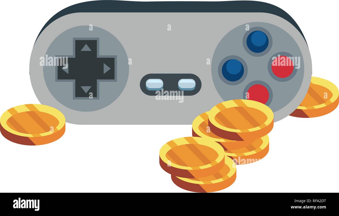 video game coins control play background vector illustration Stock ...