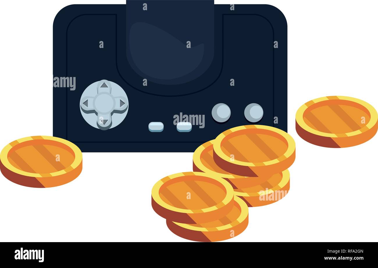 console play video game coins vector illustration Stock Vector Image ...