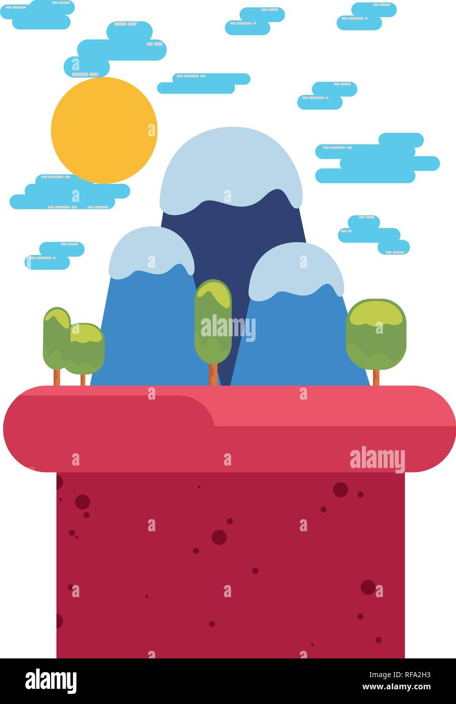 nature landscape base mountains trees clouds vector illustration Stock ...