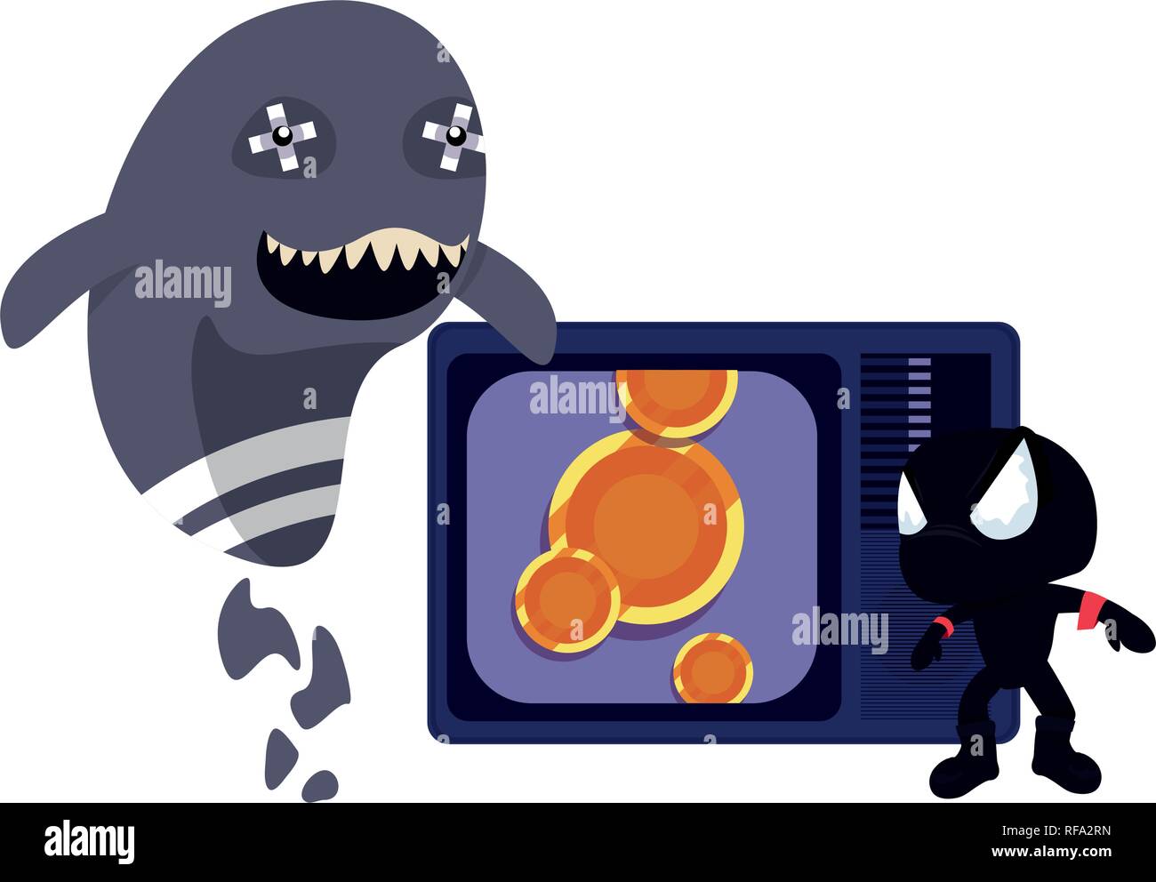 monster television villain video game coins vector illustration Stock ...