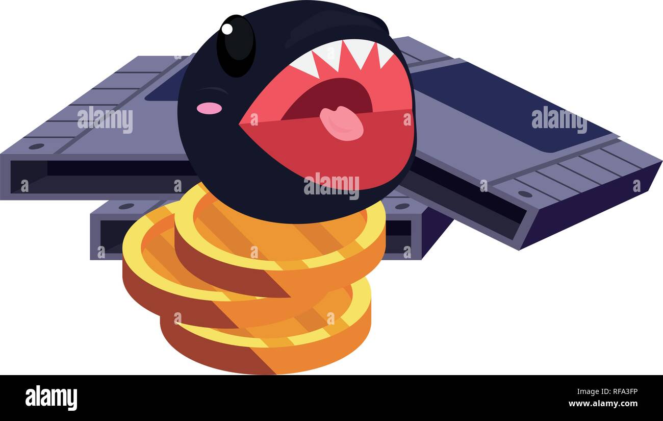 video game monster coins cards vector illustration Stock Vector Image ...