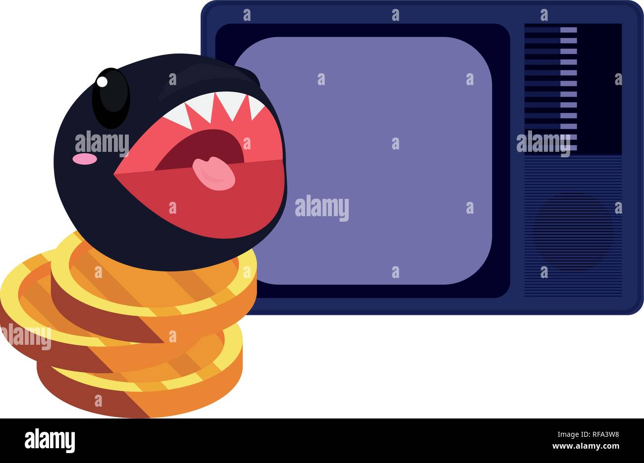 video game television coins monster vector illustration Stock Vector ...