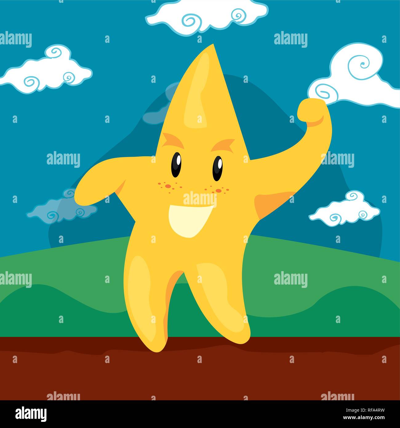outdoor cute star video game background vector illustration Stock ...