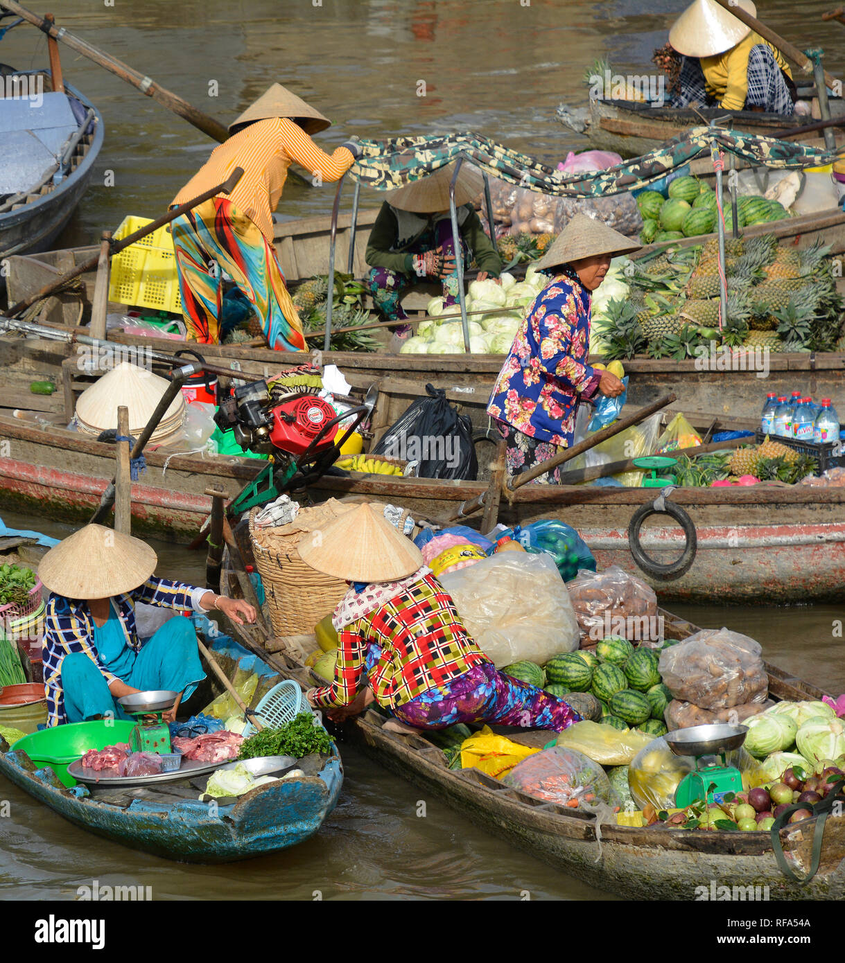 Phong Dien, Vietnam - December 31st 2017. Boat on the river at the ...