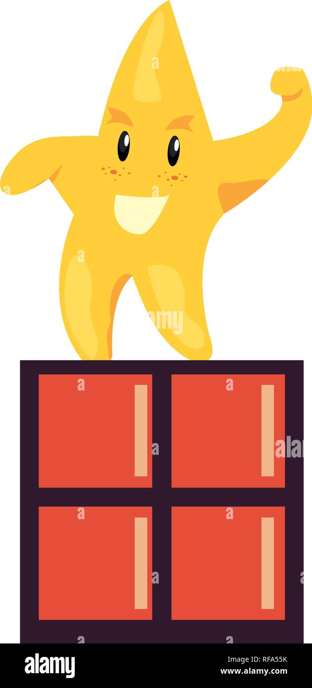 storng star smiling brick video game vector illustration Stock Vector ...