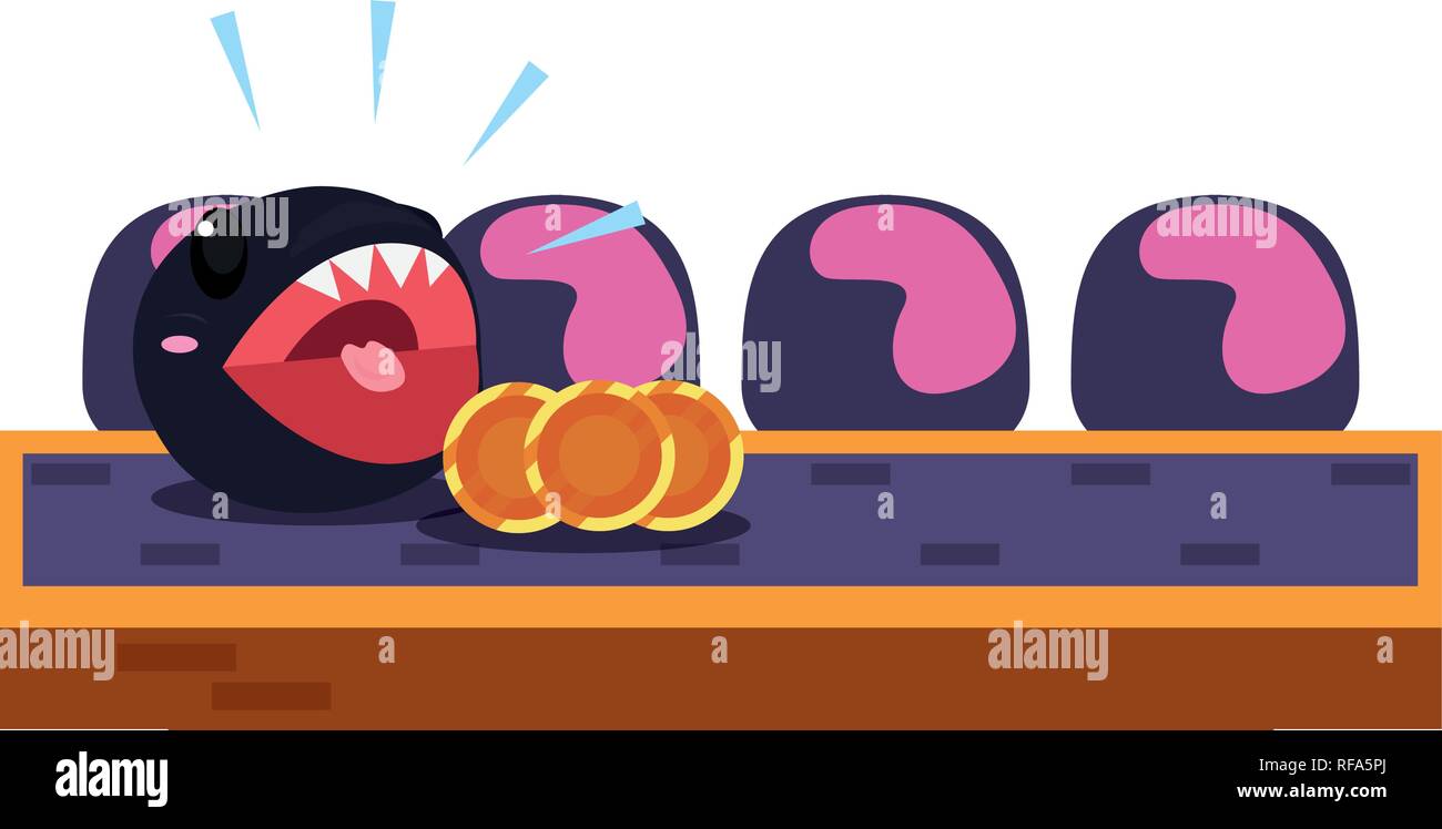 video game level monster eat coins vector illustration Stock Vector ...