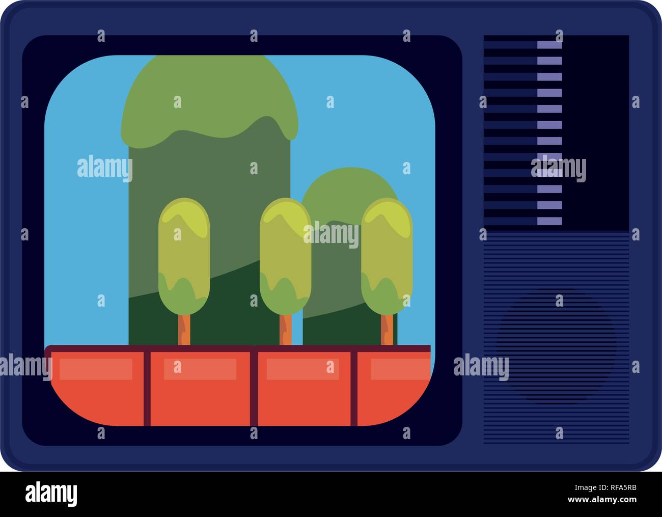 video game television screen landscape outdoor vector illustration ...
