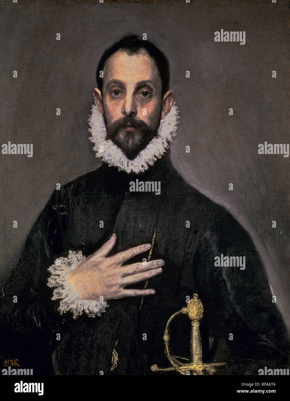 'The Nobleman with his Hand on his Chest', ca. 1580, Oil on canvas, 74 ...
