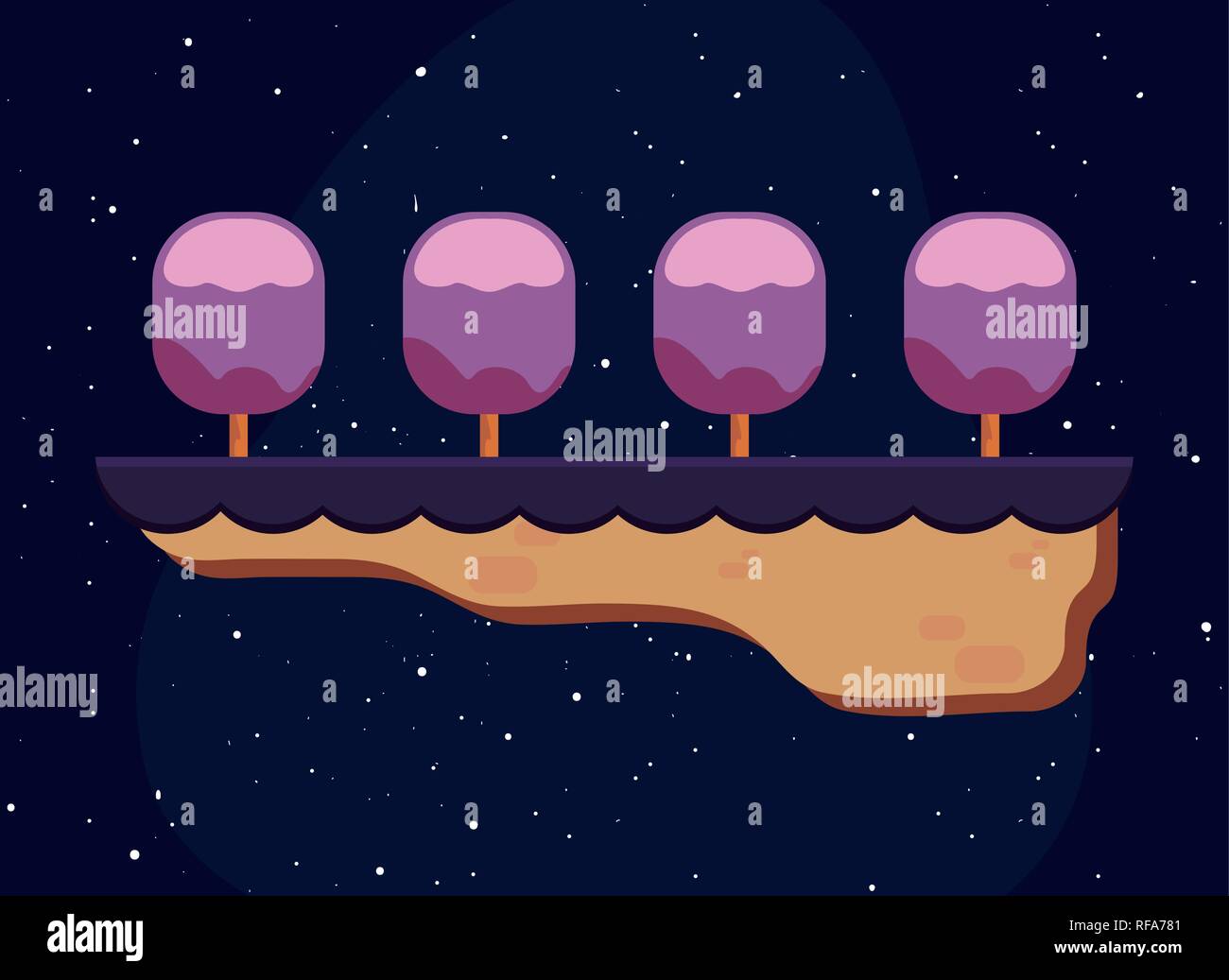 outdoor space base tree stars vector illustration Stock Vector Image ...