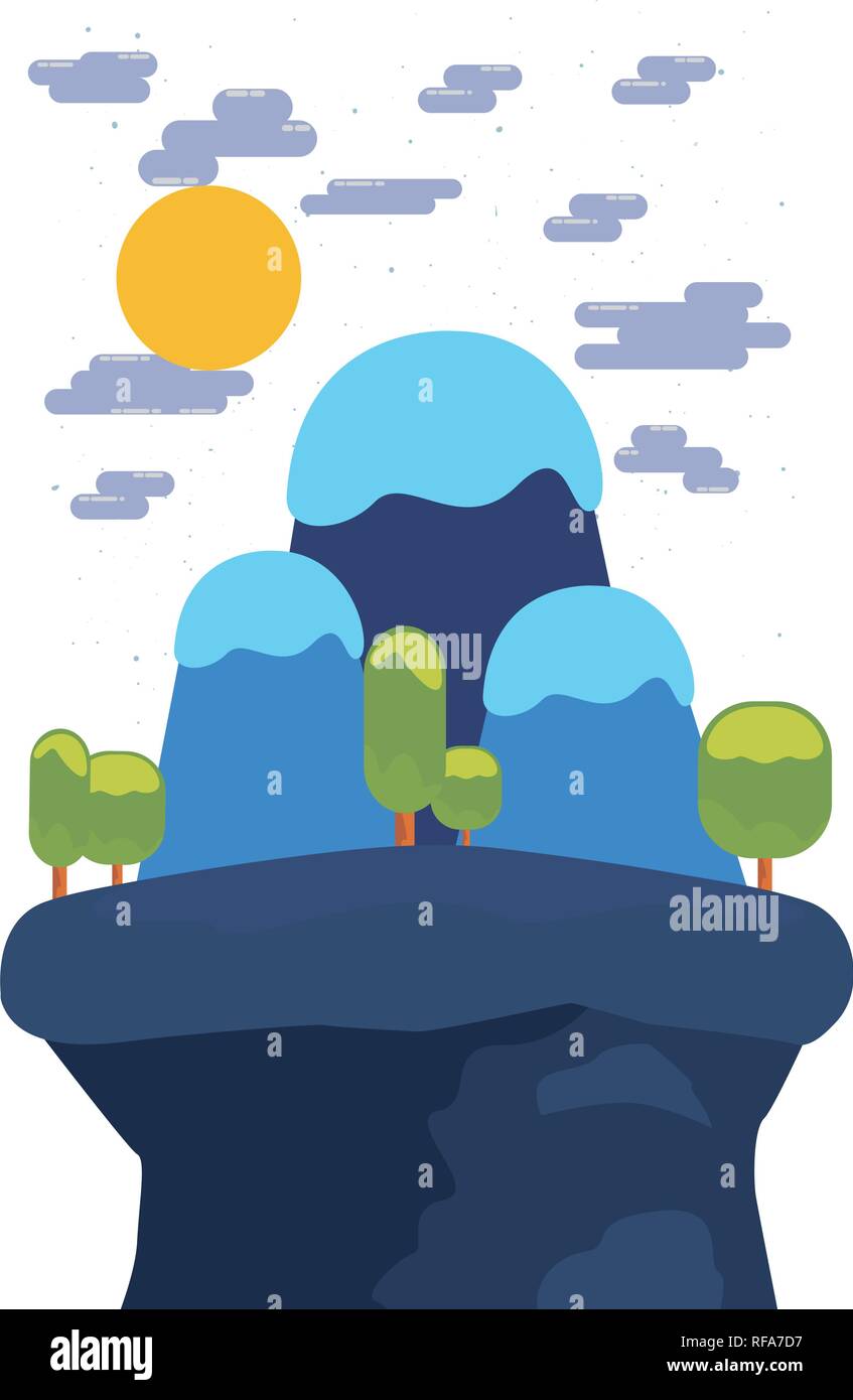 video game mountains world sunny day vector illustration Stock Vector ...