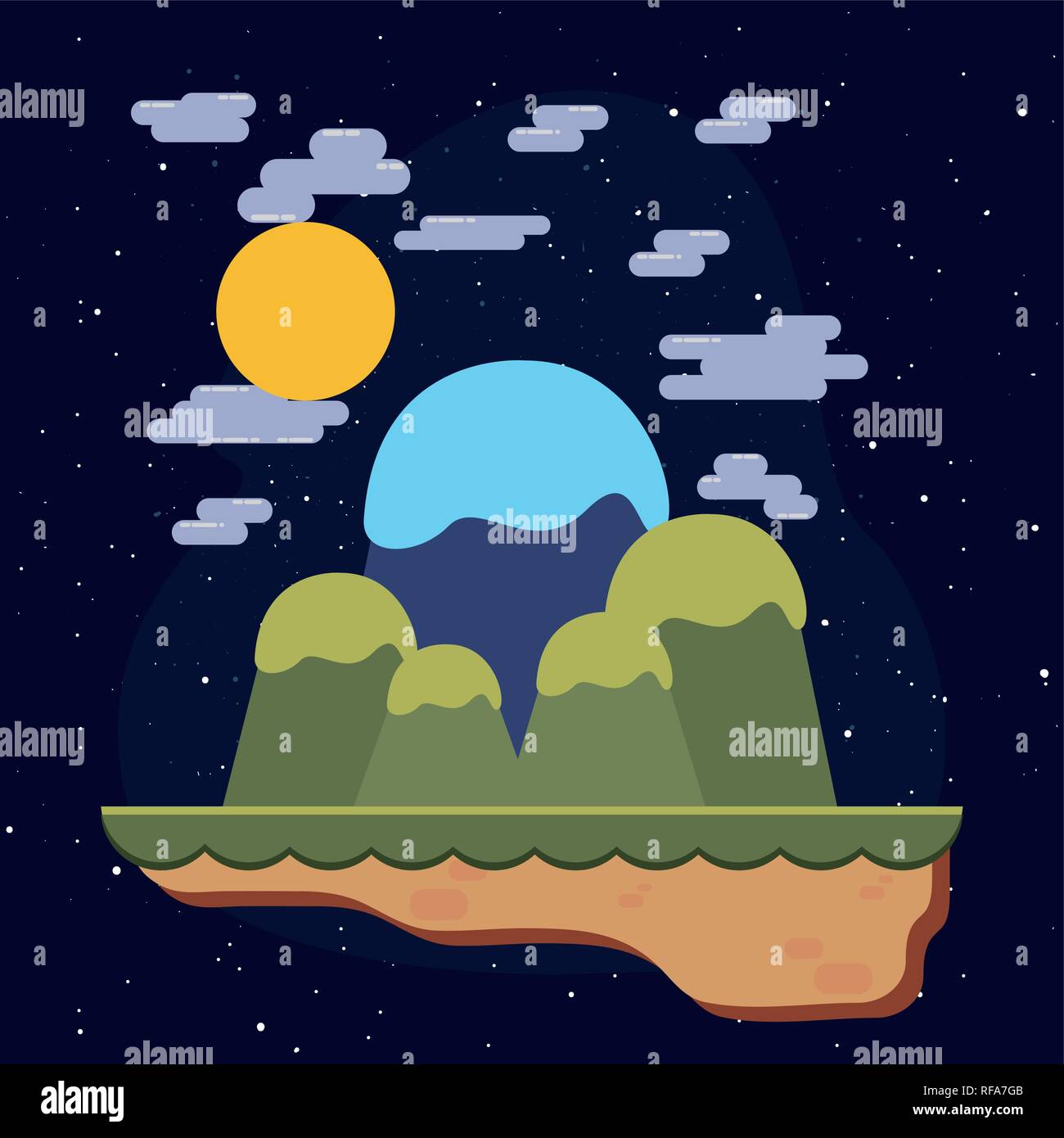 video game base world mountains space vector illustration Stock Vector ...