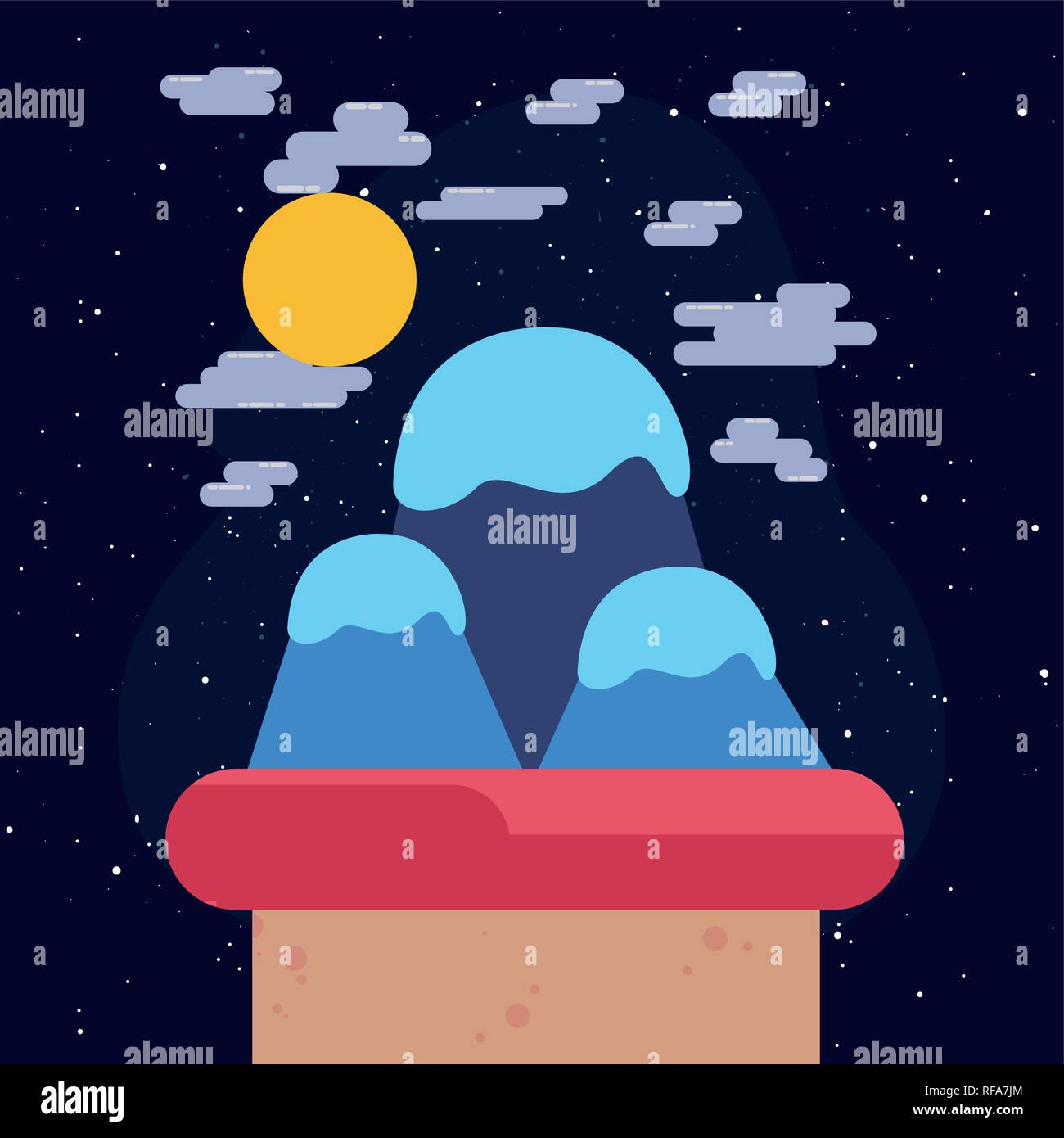 video game mountains sunny day space vector illustration Stock Vector ...