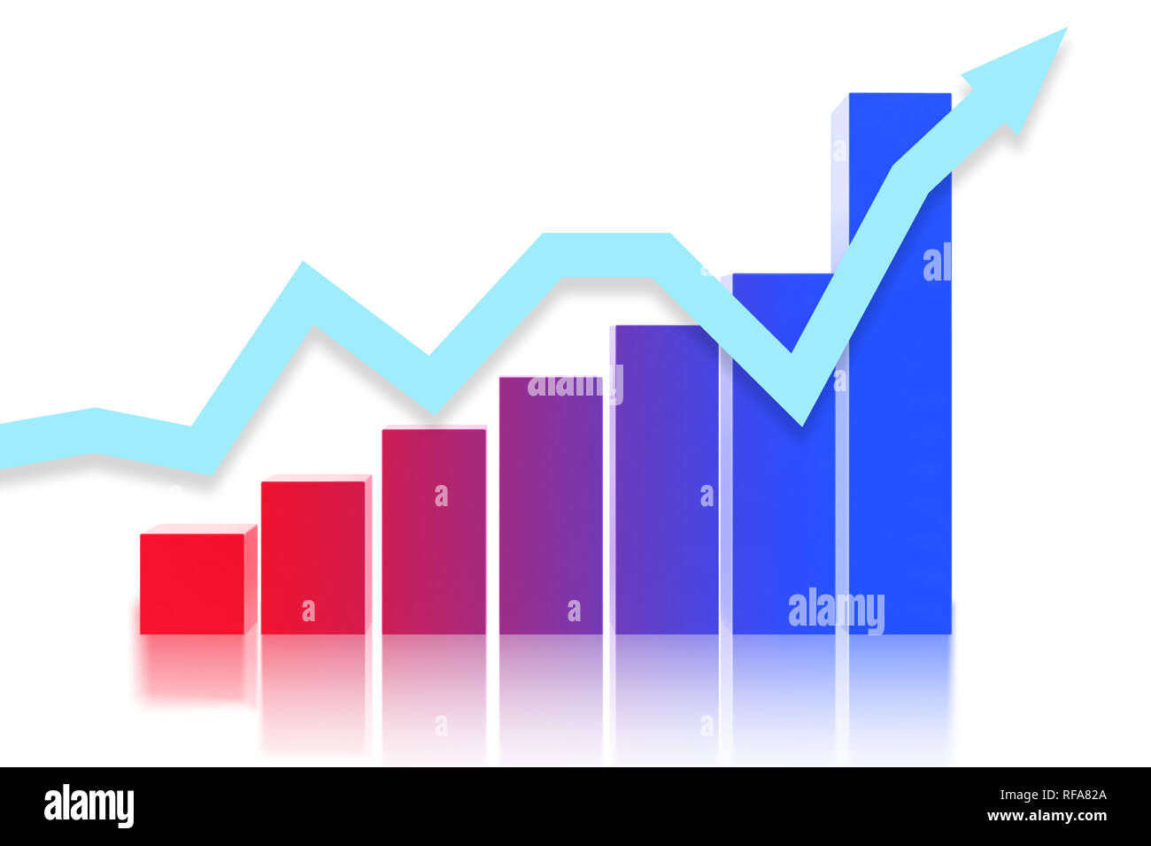 Bar chart showing growth - 3d rendering Stock Photo - Alamy