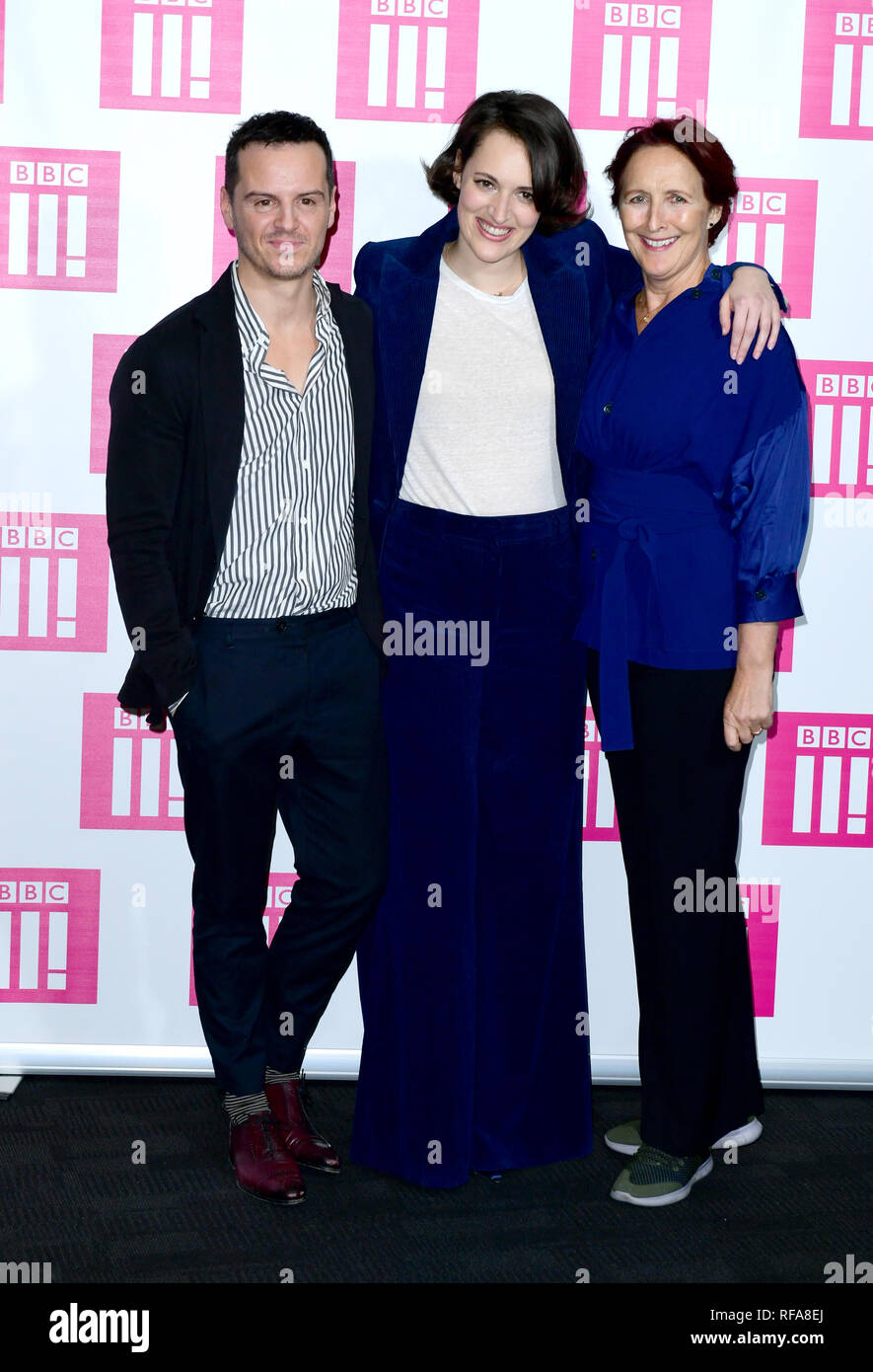 (Left to right) Andrew Scott, Phoebe Waller-Bridge and Fiona Shaw ...