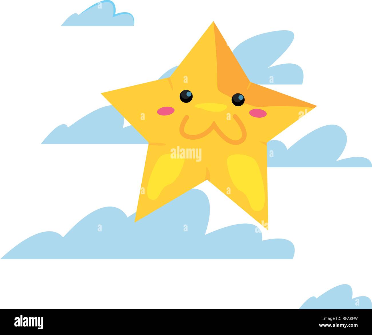clouds cute star video game vector illustration Stock Vector Image ...