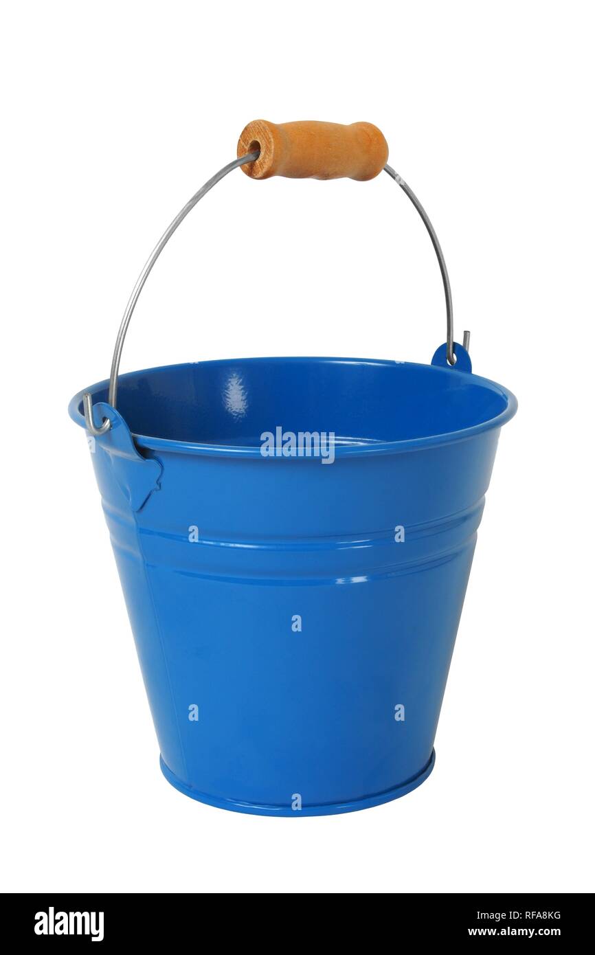 Blue metal bucket isolated on white background Stock Photo - Alamy